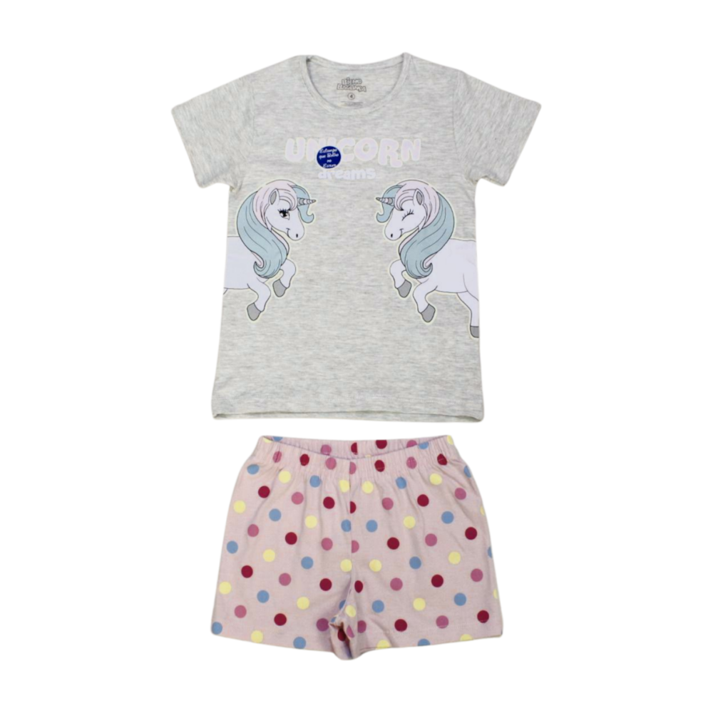 Pijama Curto Feminino Estampa Unicorn Brilha No Escuro 9208 Bicho Bagunça